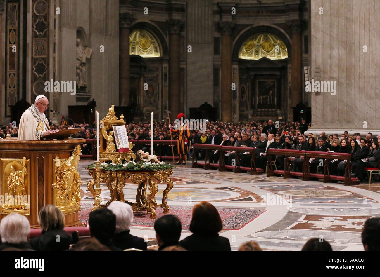 Pope Francis (Jorge Mario Bergoglio) celebrating vespers during the ...
