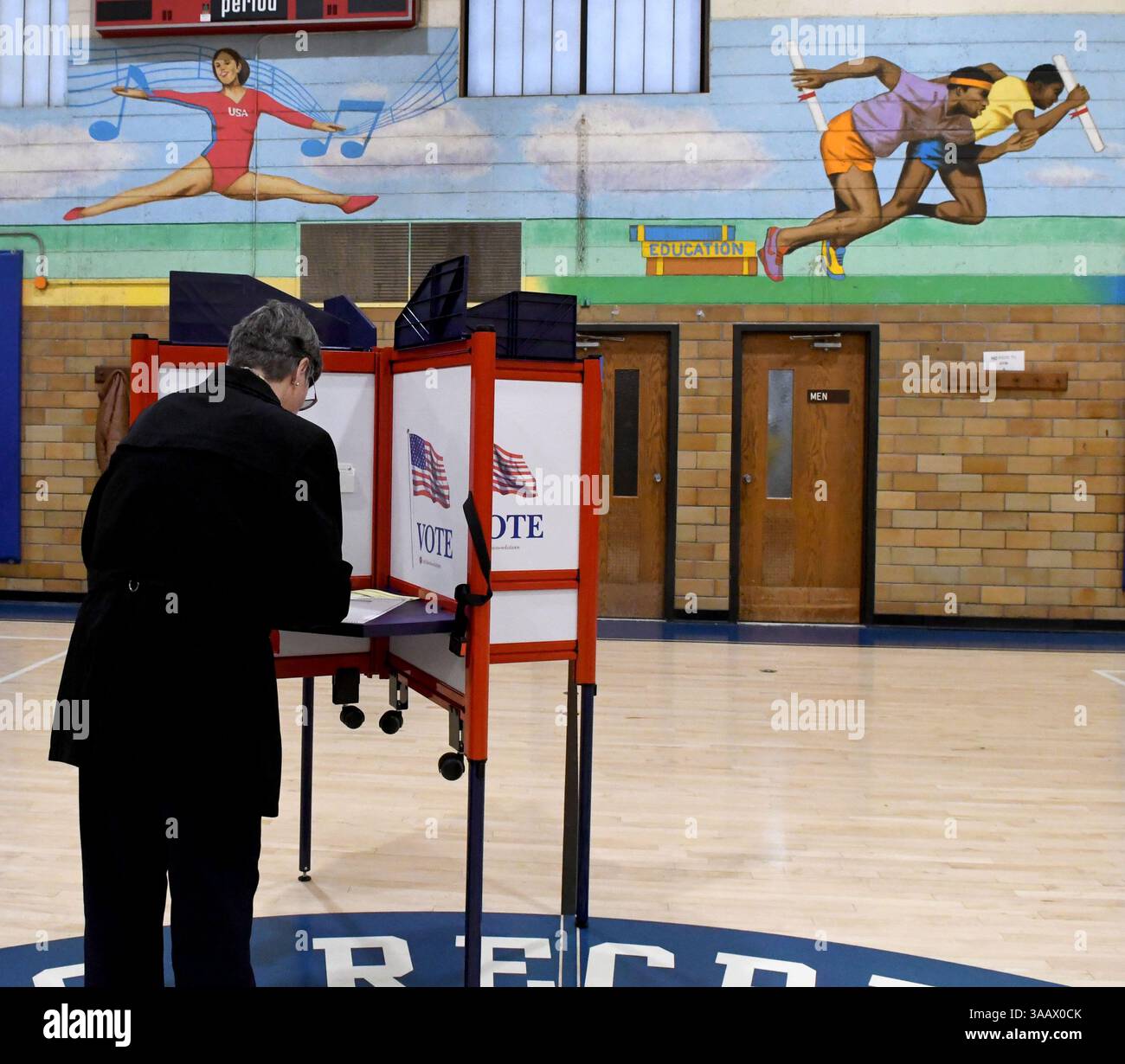 Racine, Wisconsin, USA. 1st Apr, 2025. People vote at the Tyler - Domer ...