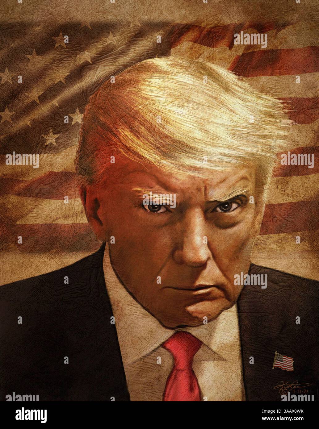 Donald Trump portrait with American Flag Stock Photo - Alamy