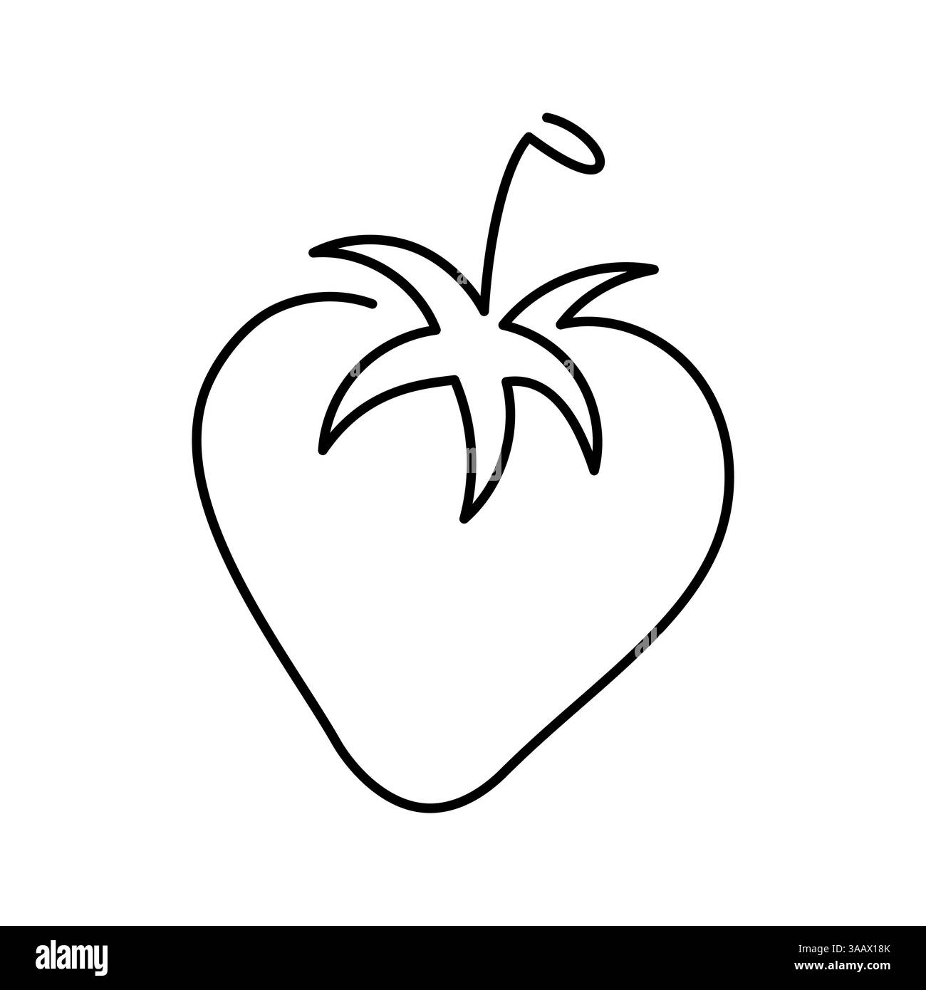 Strawberry berry fruit illustration. Single line icon. Line art ...