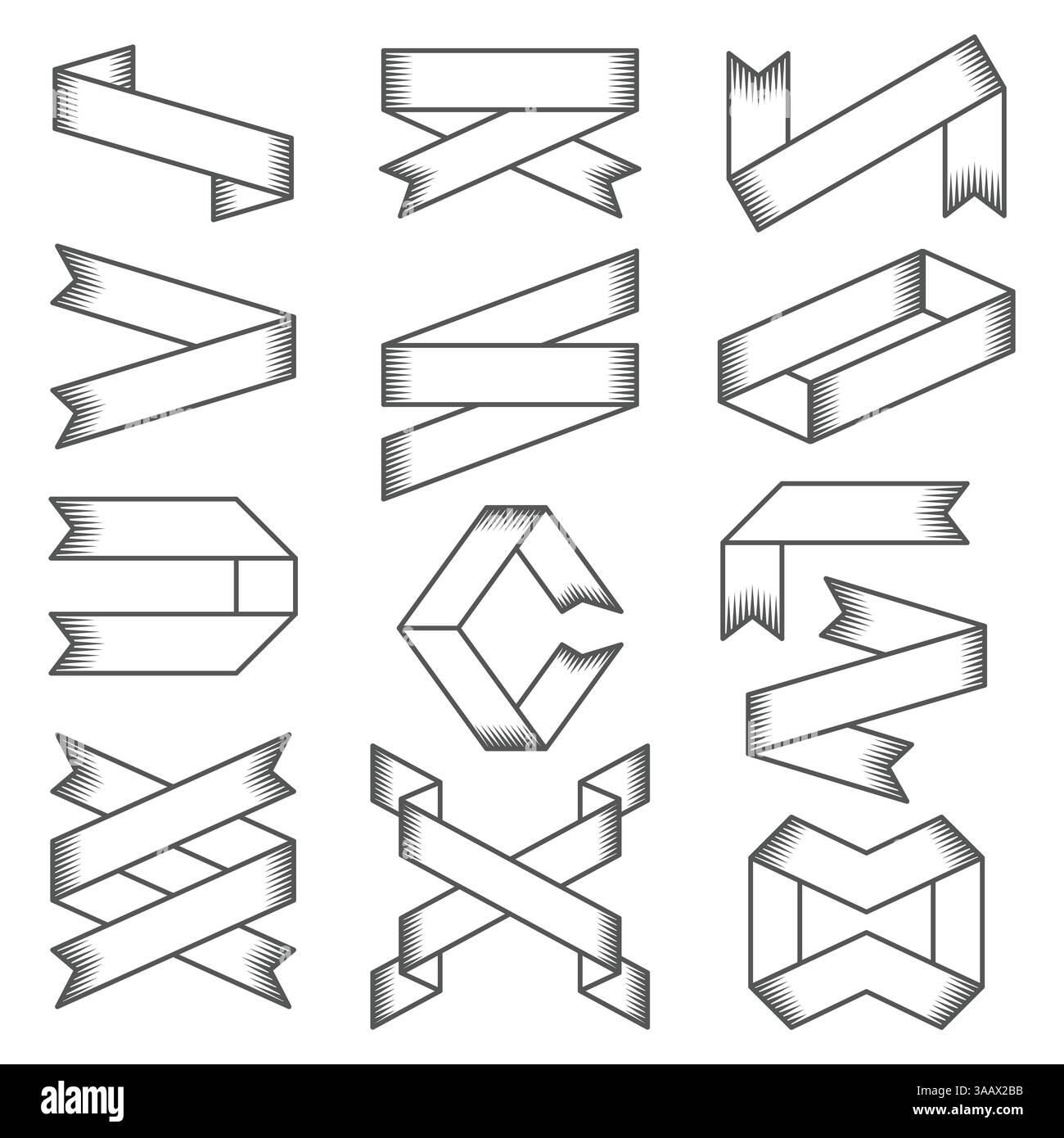 Set of empty emblems, ribbons. Design elements for logo, badge, sign ...