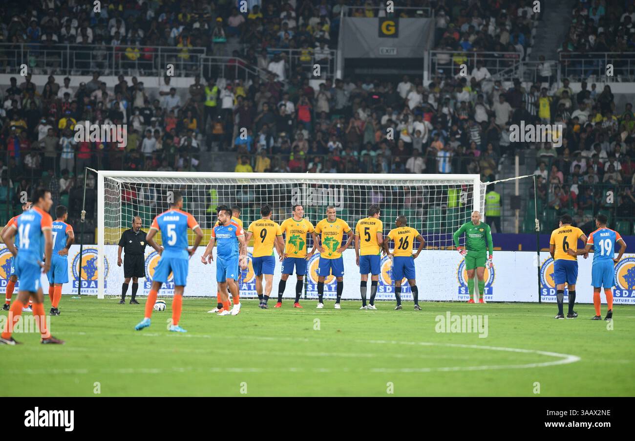 Chennai, India. 30th March, 2025. Brazil Legends Triumph Over India All-Stars 2 - 1 in Thrilling ...