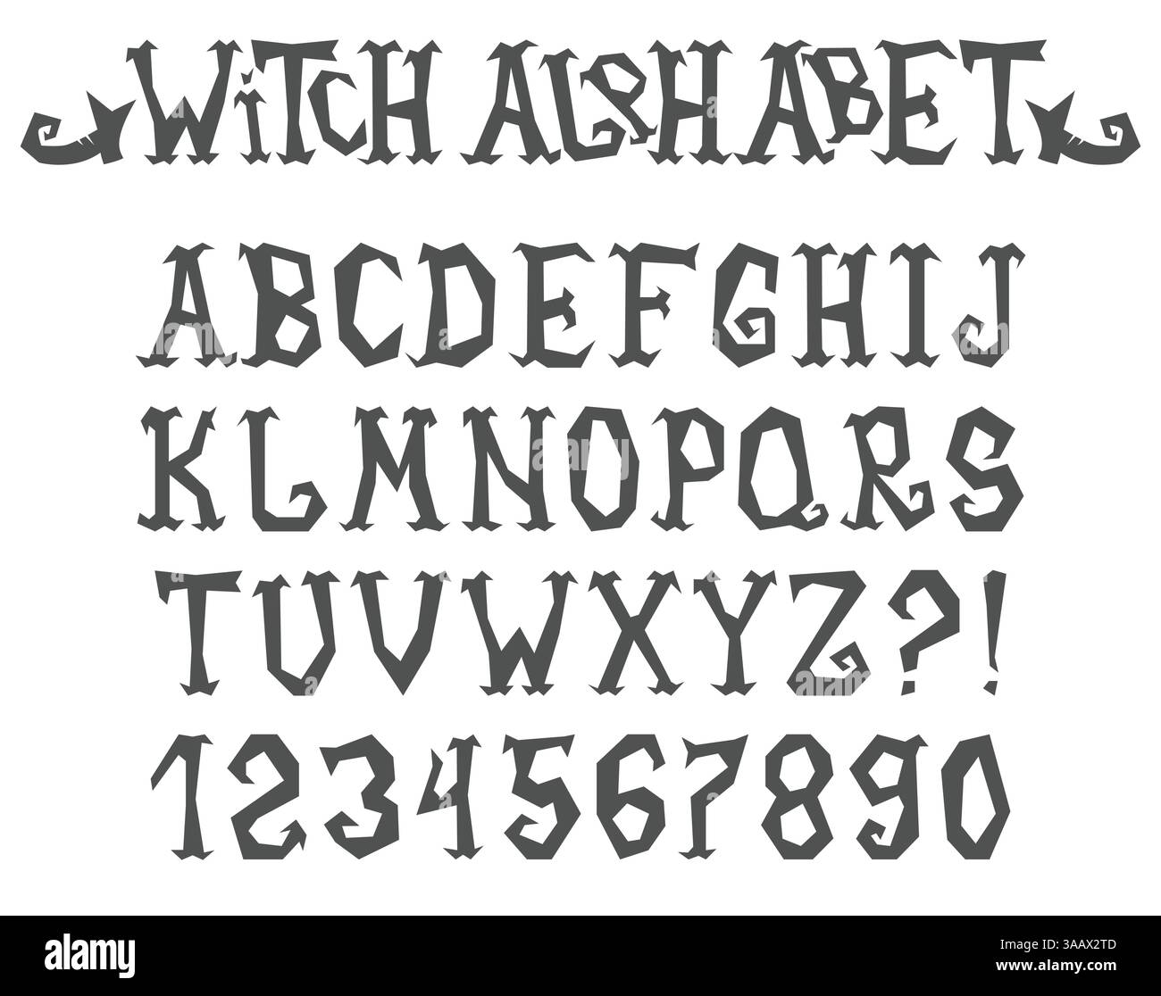 Witch Spooky and Magical Alphabet. Vector illustration Stock Vector ...