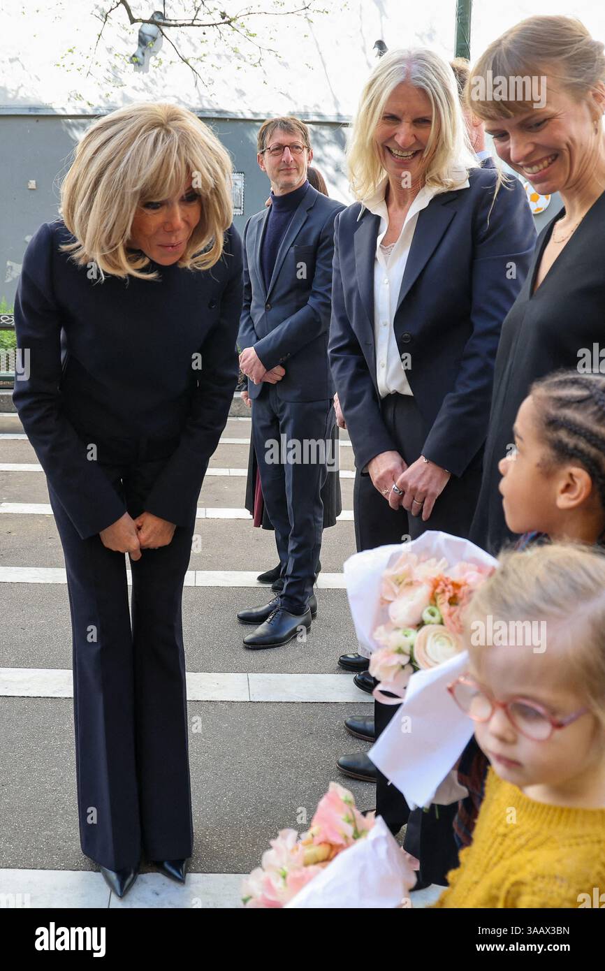 Paris, France. 01st Apr, 2025. French First Lady Brigitte Macron and ...