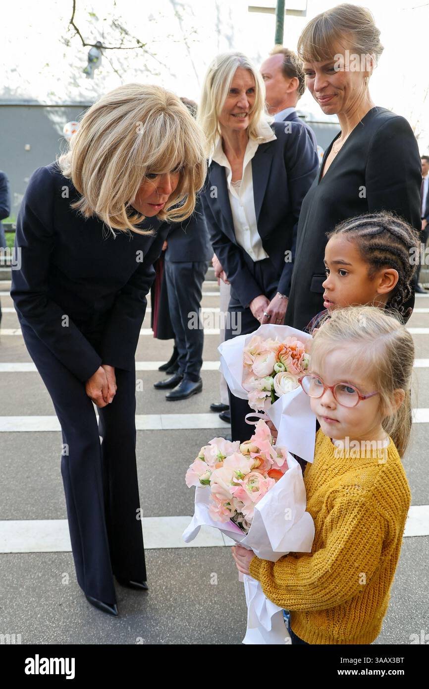 Paris, France. 01st Apr, 2025. French First Lady Brigitte Macron and ...