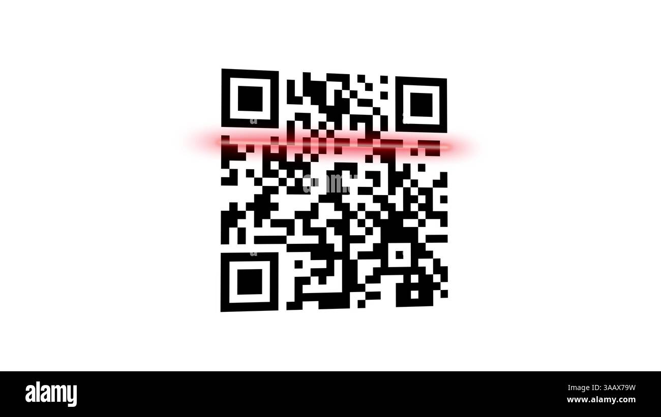 QR code being scanned with a red laser. 3d illustration Stock Photo - Alamy