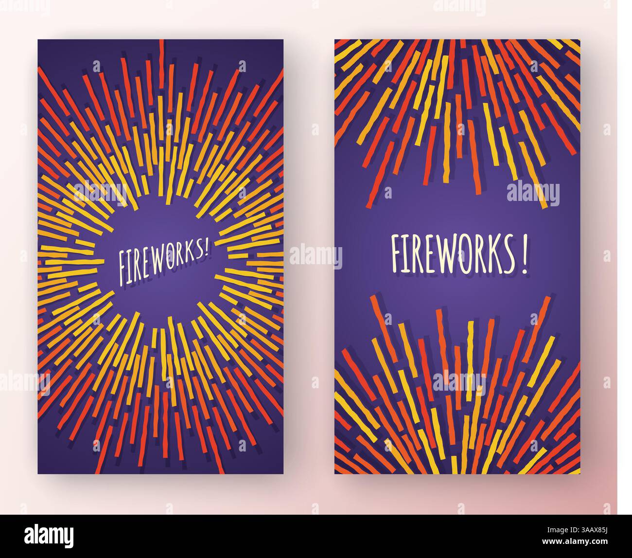 Abstract vertical vector banners with multi colored fireworks shapes ...