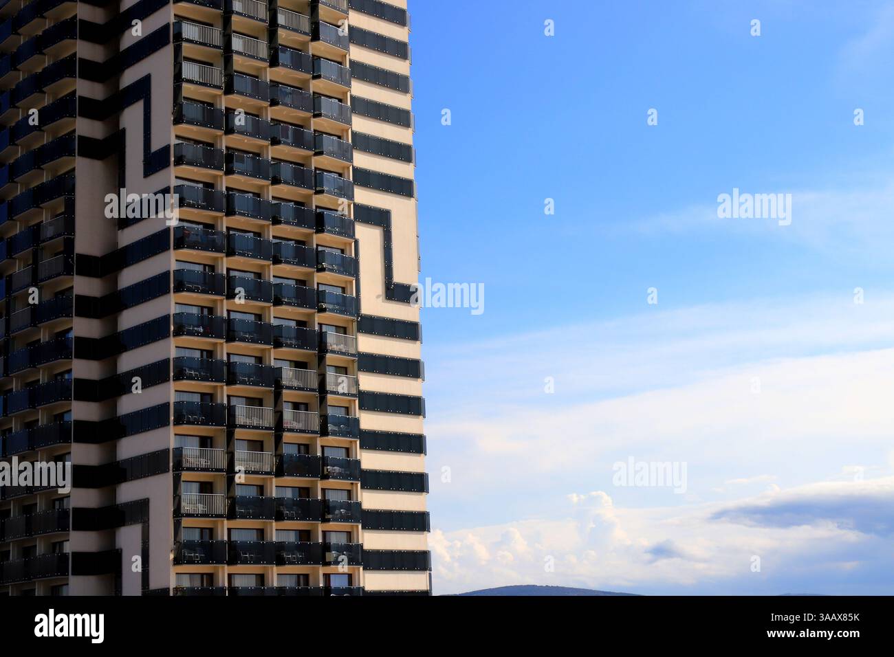 Detail of a modern multi-storey residential building, tower, building ...