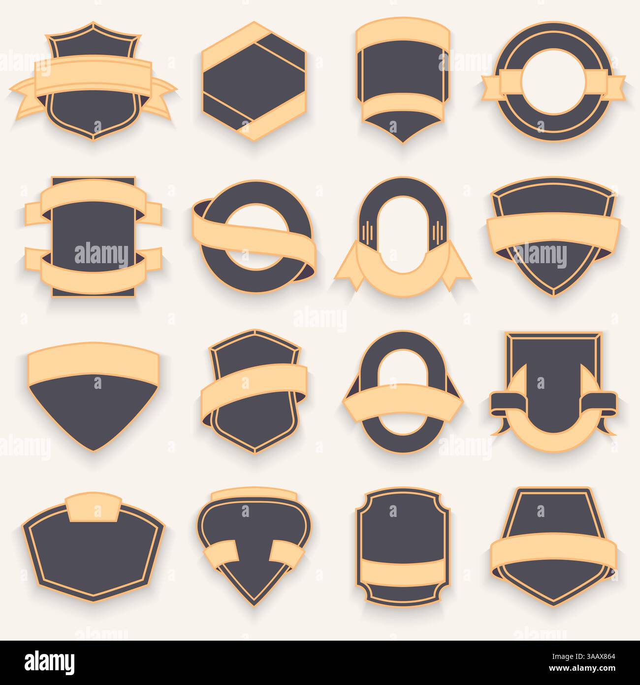 Set of blank empty dark shields. Shield badge shapes. Vintage vector ...