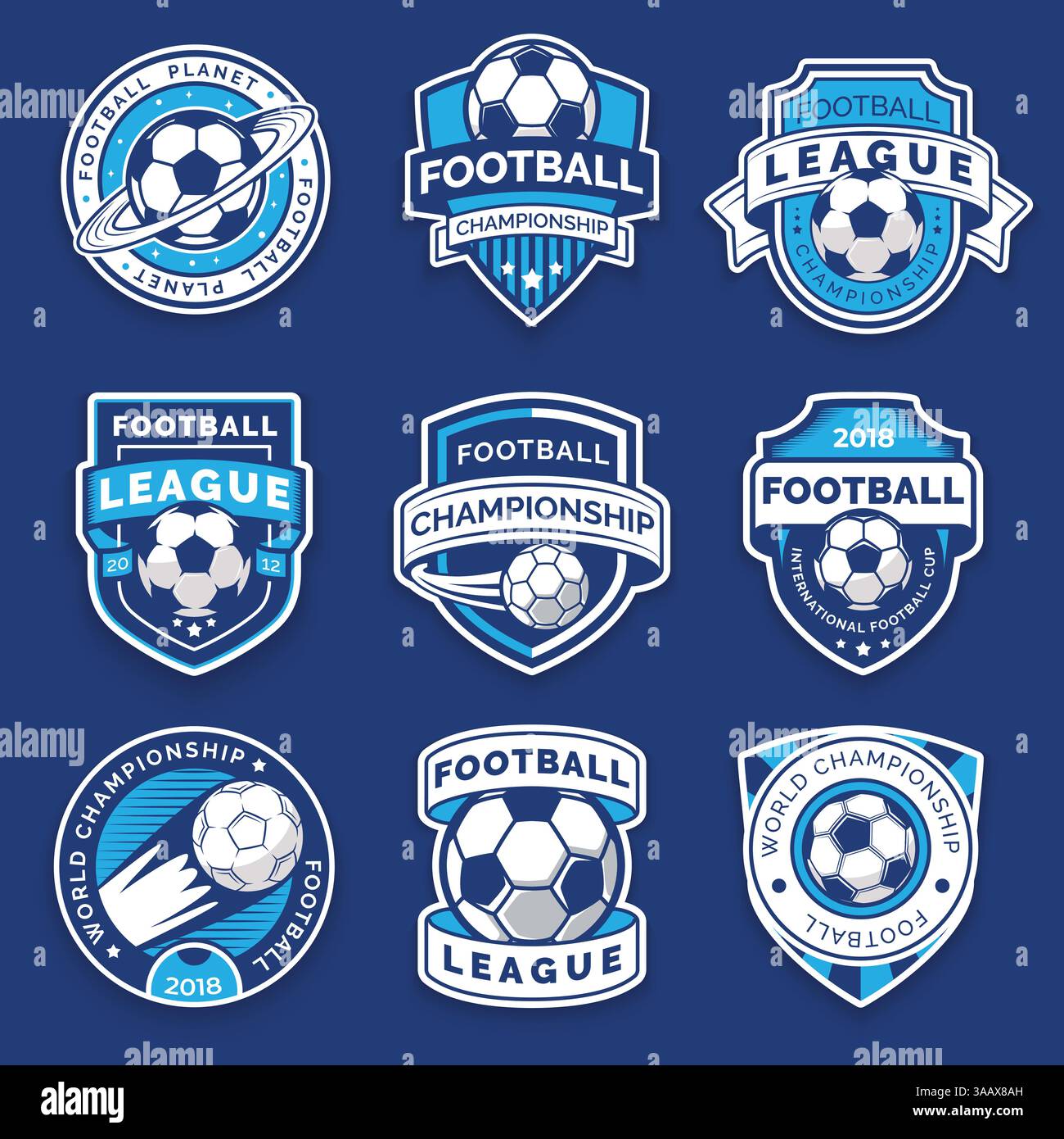 Set of nine football vectore badges. Soccer emblems. Collection symbol ...
