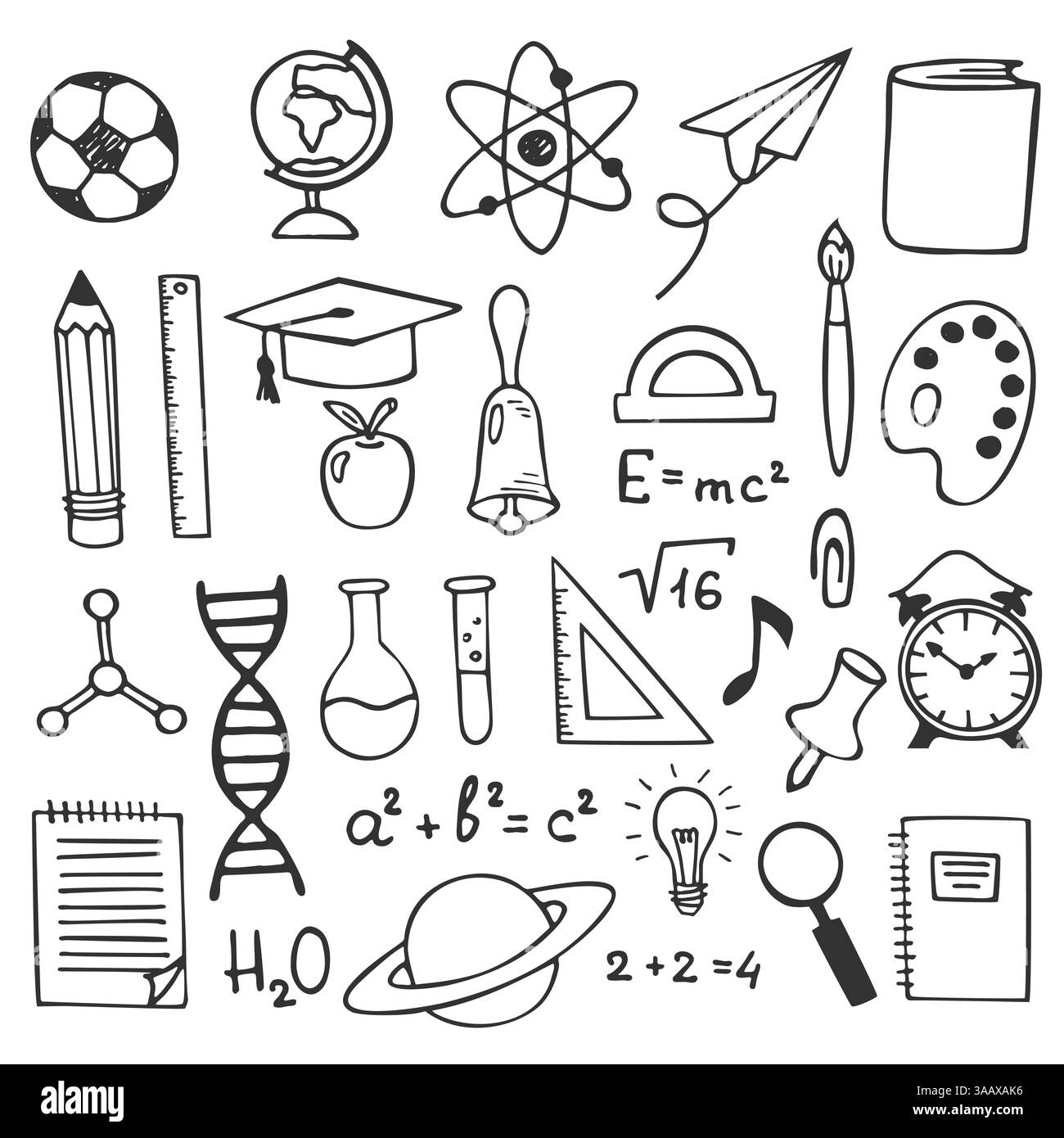School education sketch drawing vector icons. Hand drawn education ...