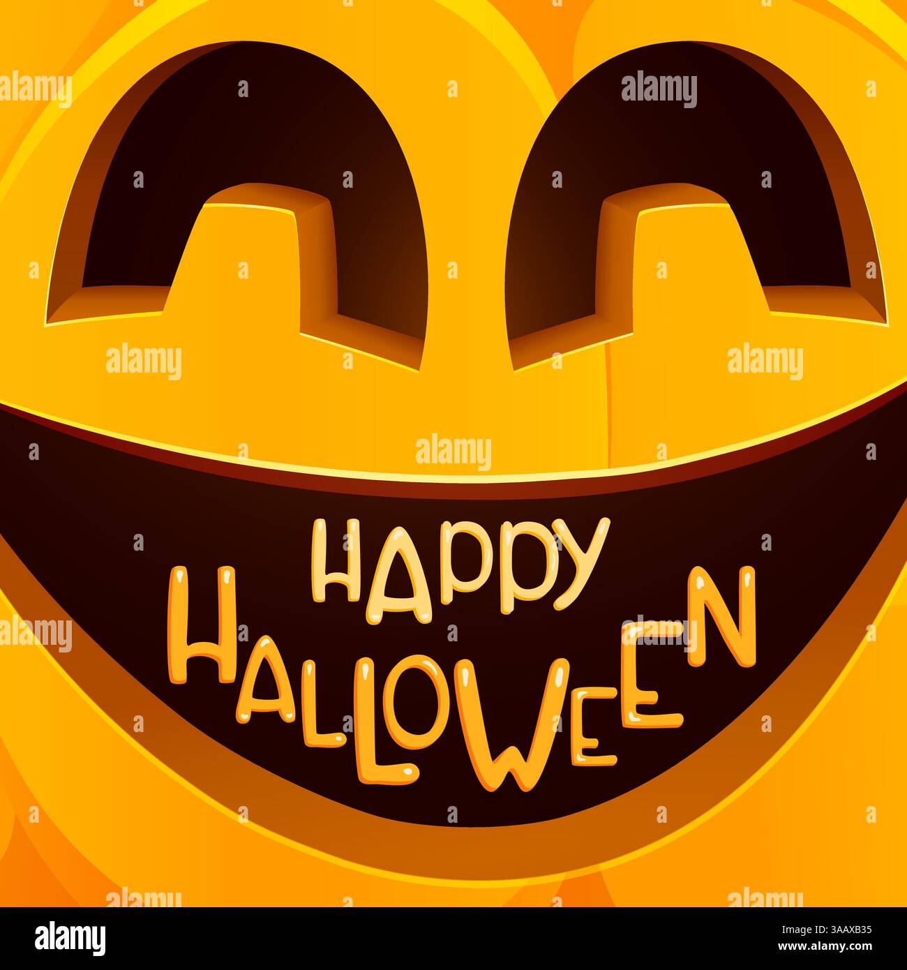 Halloween party vector poster for invitation card with cartoon smiling ...