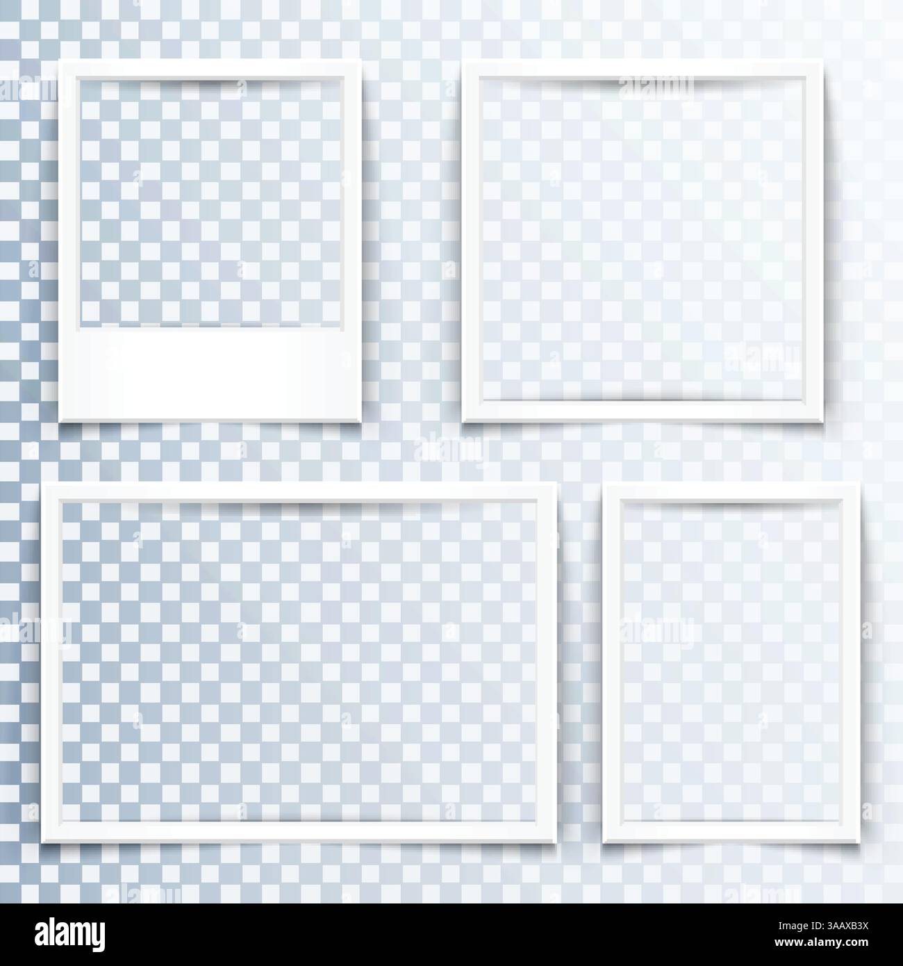 Blank white frames with realistic drop shadow effect. Borders with 3d ...