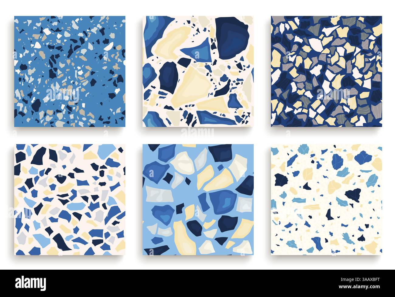 Six seamless terrazzo patterns. Hand crafted and unique patterns vector ...