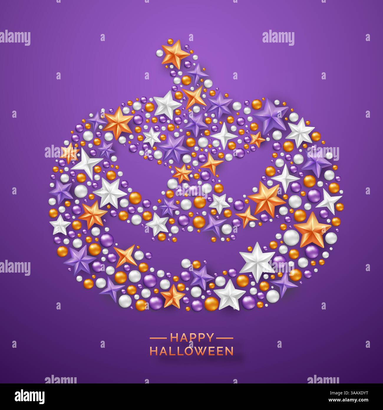 Halloween pumpkin background with shining stars and colorful balls ...