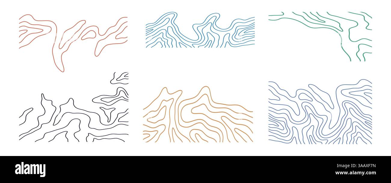 Topography map shapes abstract wavy lines set Stock Vector Image & Art ...