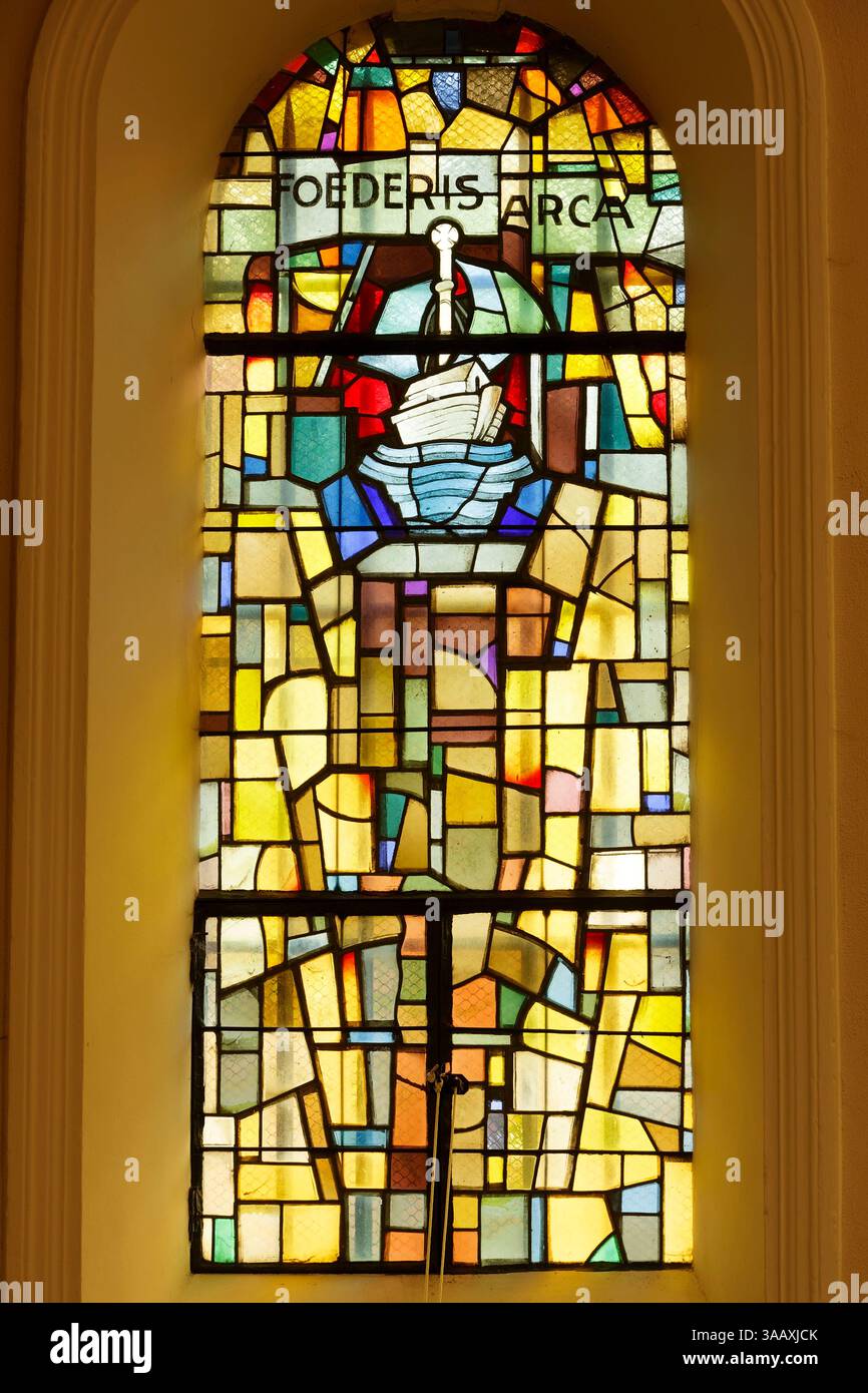 France, Haut Rhin, Route des Vins d'Alsace, Ribeauville, Saint Gregoire church in gothic style ...