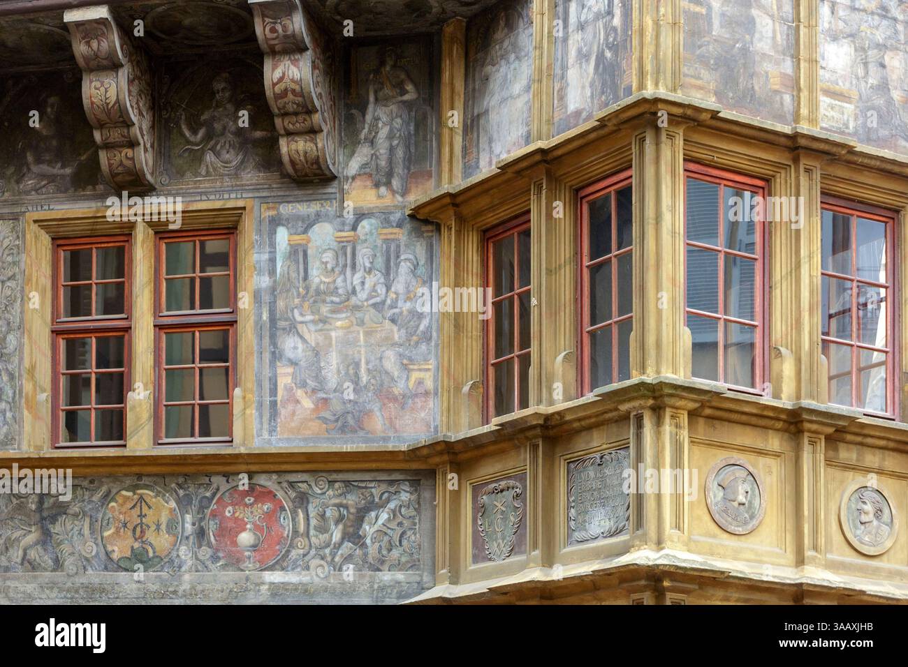 France, Haut Rhin, Route des Vins d'Alsace, Colmar, facade of the ...
