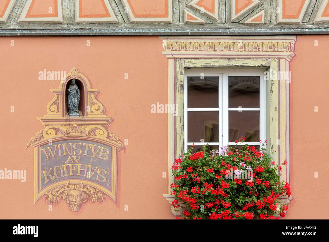 France, Haut Rhin, Route des Vins d'Alsace, Colmar, facade of the ...