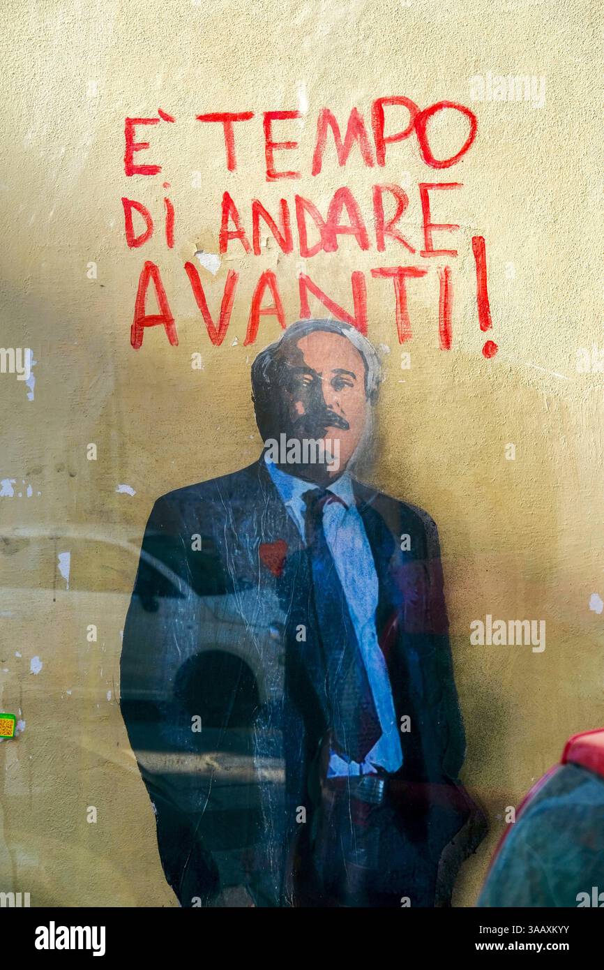 Italy, Sicily, Palermo, historic center, fresco depicting the anti ...