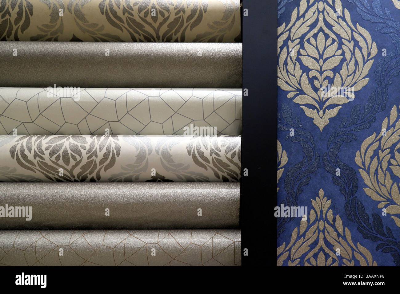 Wallpaper for the wall. Rolled up rolls of expensive, high quality ...