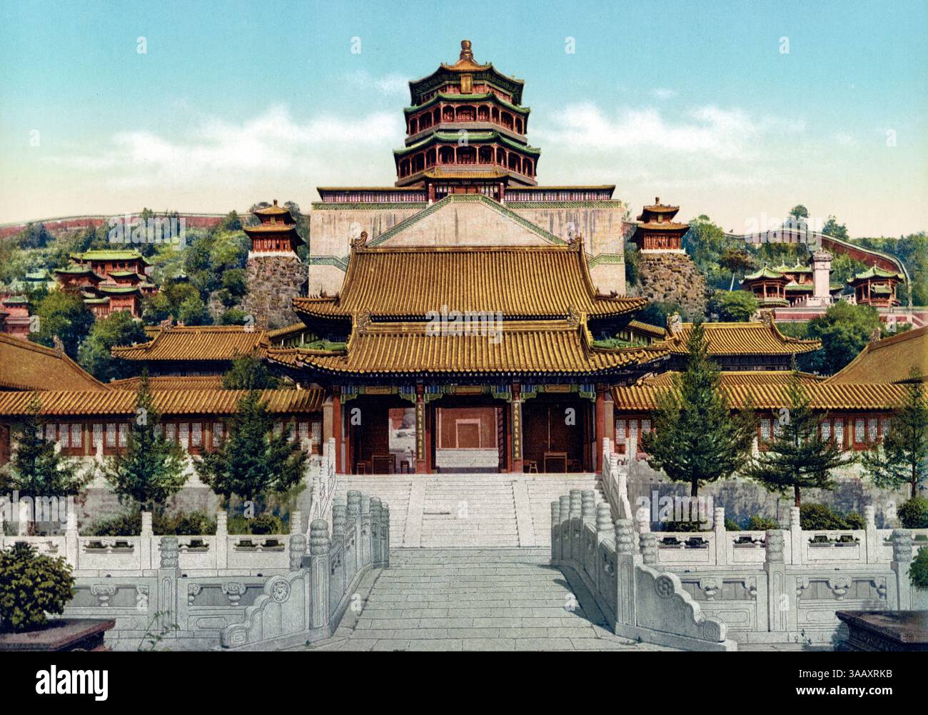 Photochrom print of the main buildings of Summer Palace in Peking ...