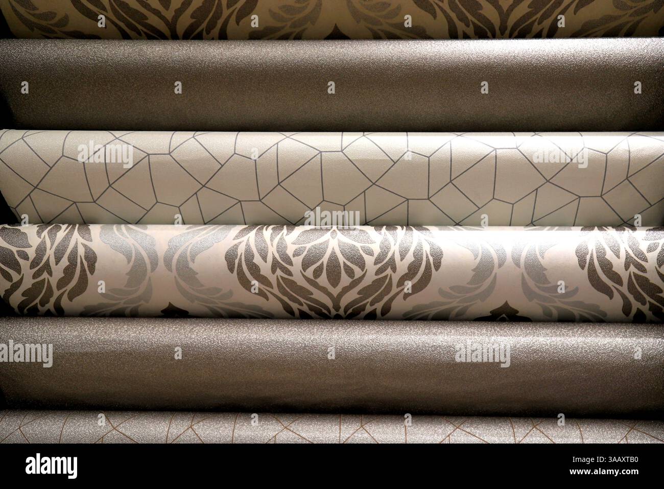 Wallpaper for the wall. Rolled up rolls of expensive, high quality ...