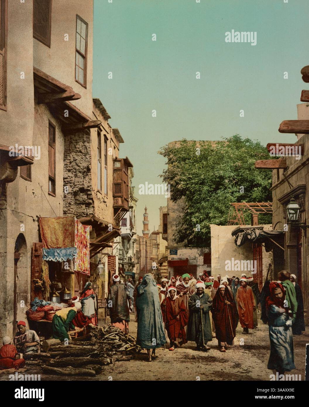 Photochrom print of an Arab funeral procession in Cairo, Egypt Stock ...