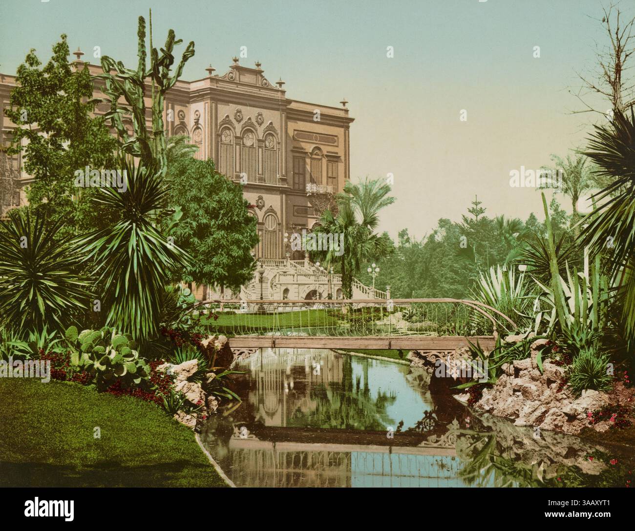 Photochrom print of the gardens and palace of Prince Hussein Kamel in ...