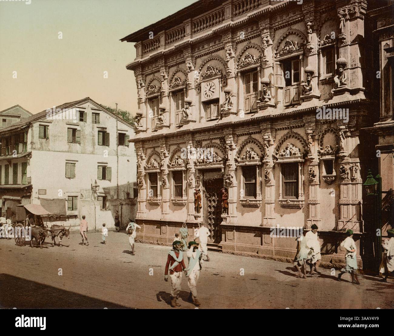 Photochrom print of a Hindu temple on Kalbadevi Road, Bombay, India ...