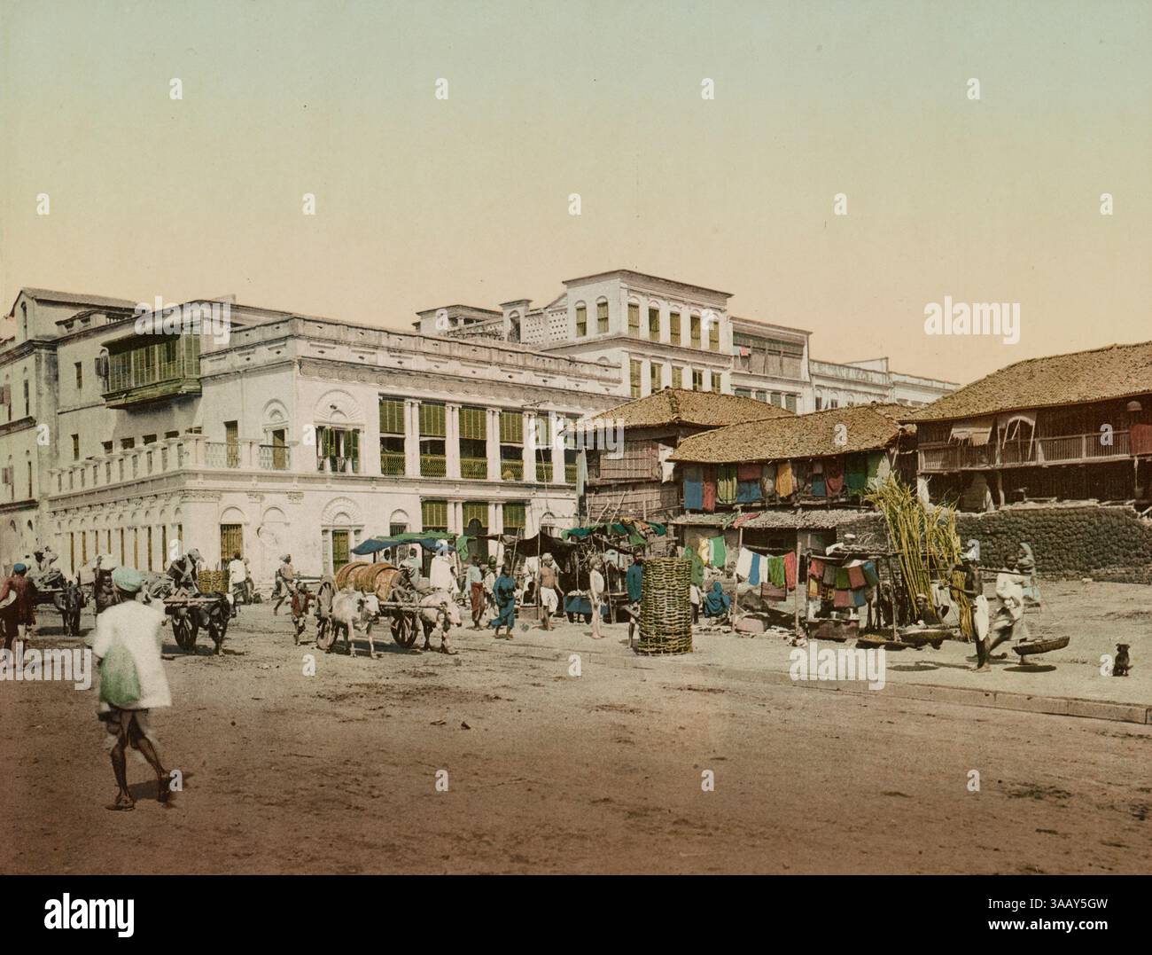 Photochrom print of Harrison Road (Mahatma Gandhi Road) in Calcutta ...