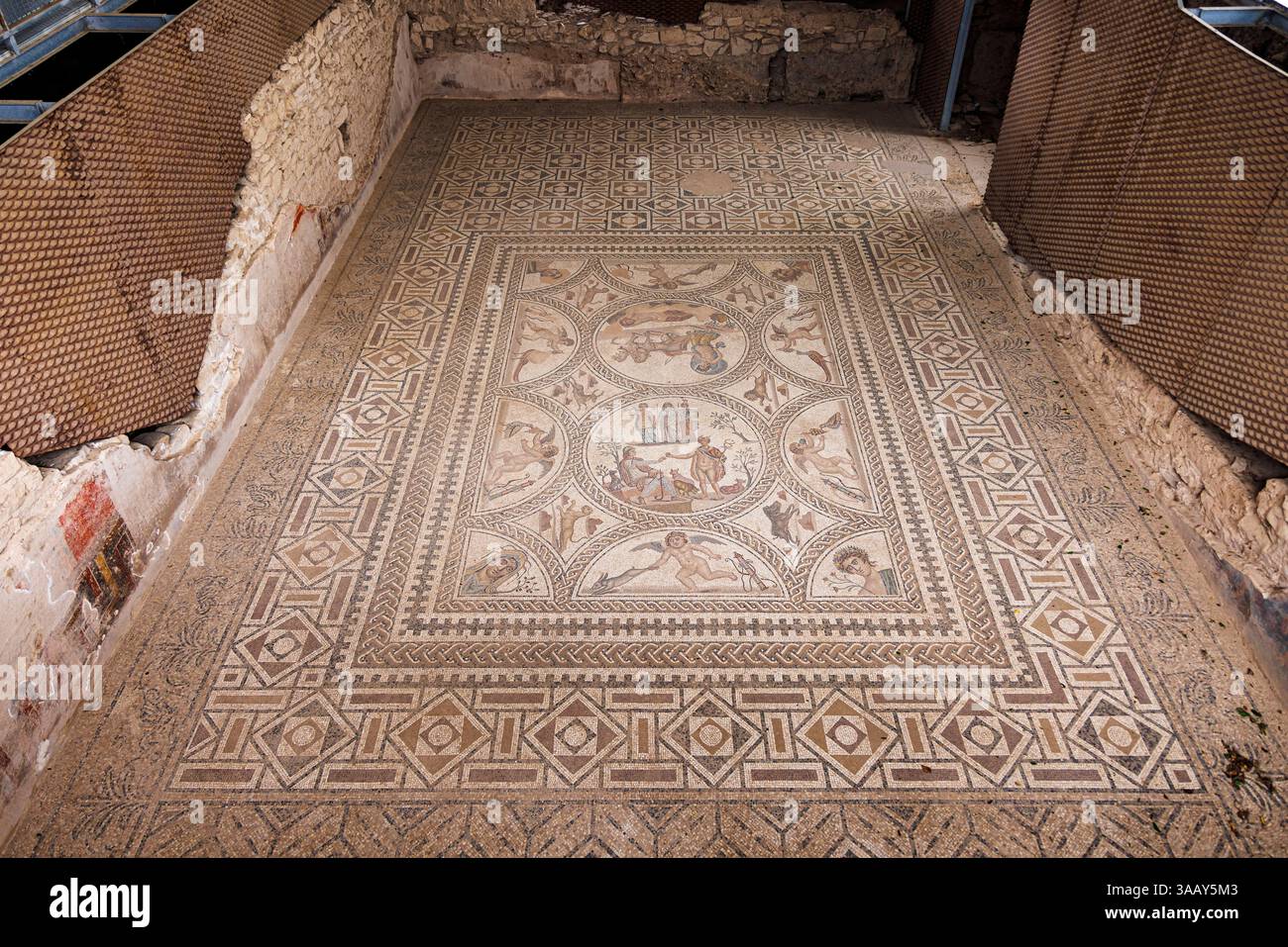Spain, Andalusia, Linares, Castulo archeological site, Mosaico de los ...