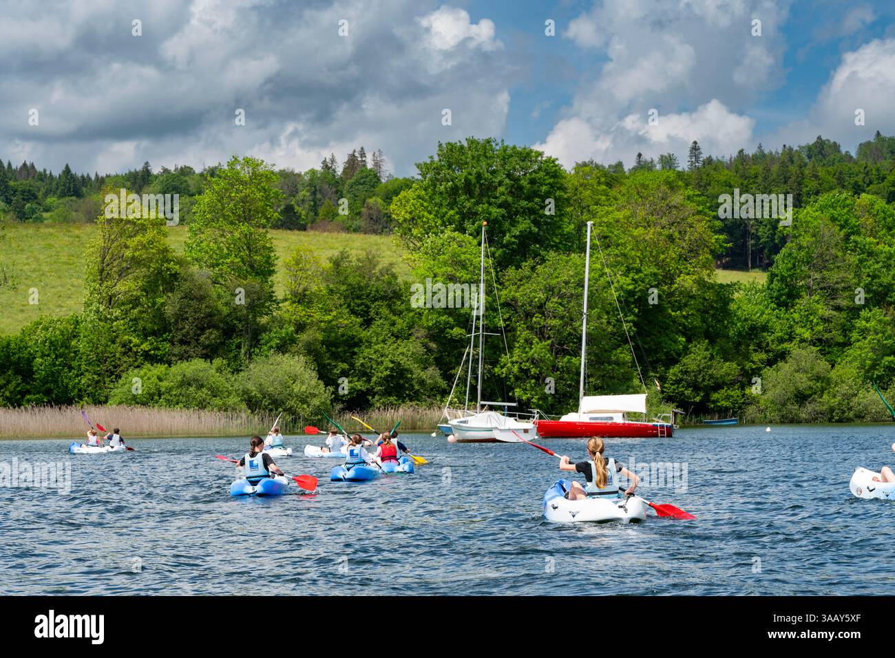 France, Doubs (25), Saint Point lake, multiple nautical activities are ...