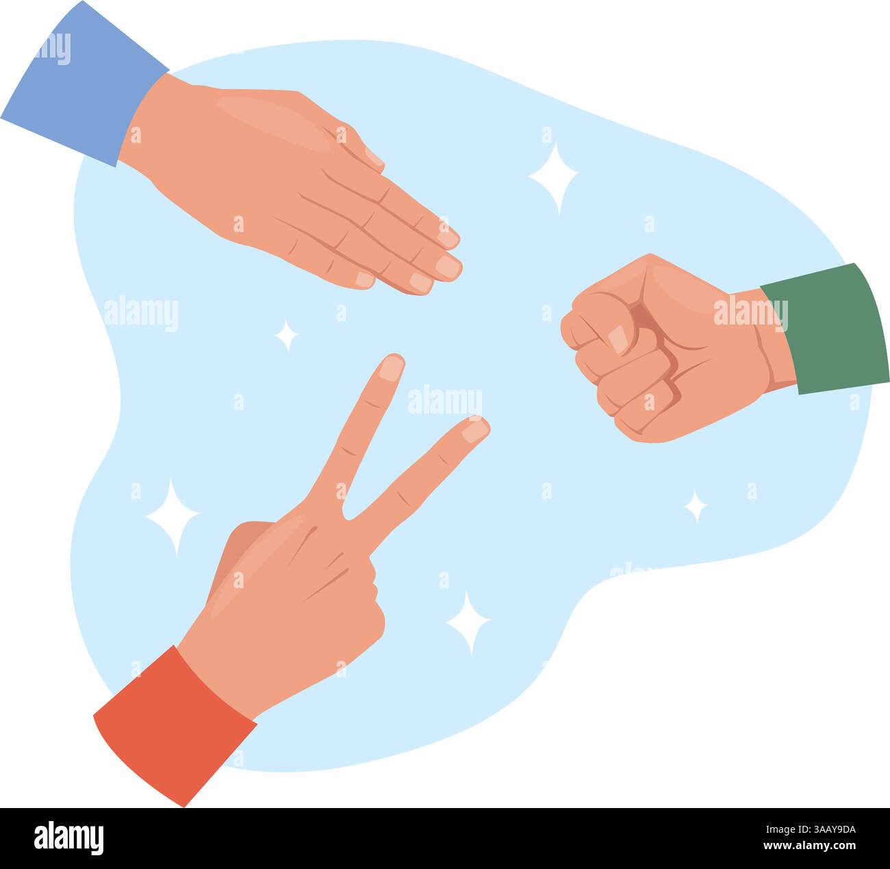 People play game of rock paper scissors. Players group showing gestures ...