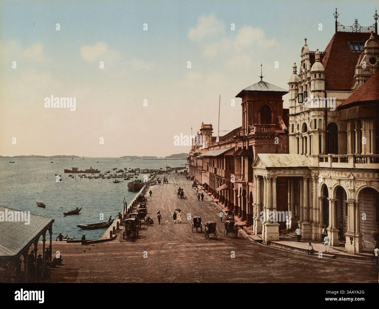 Photochrom print of Collyer Quay Road, Singapore Stock Photo - Alamy