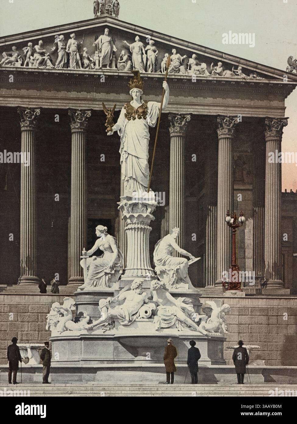 Photochrom print of Pallas-Athene-Brunnen in front of the Parliament ...