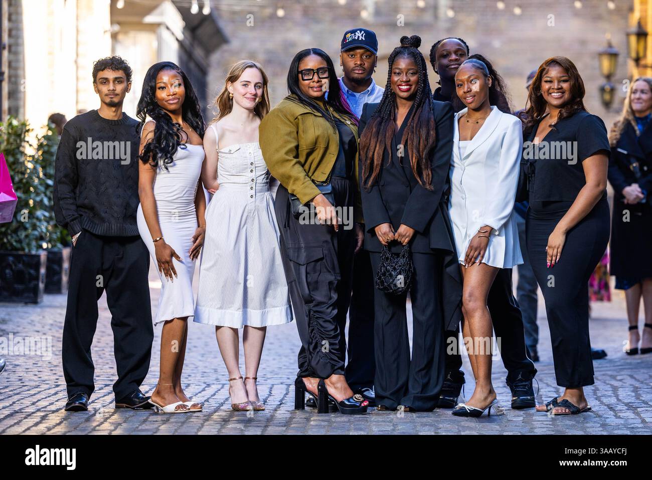 EDITORIAL USE ONLY Clara Amfo (centre) and Sophia Johnson (centre left ...