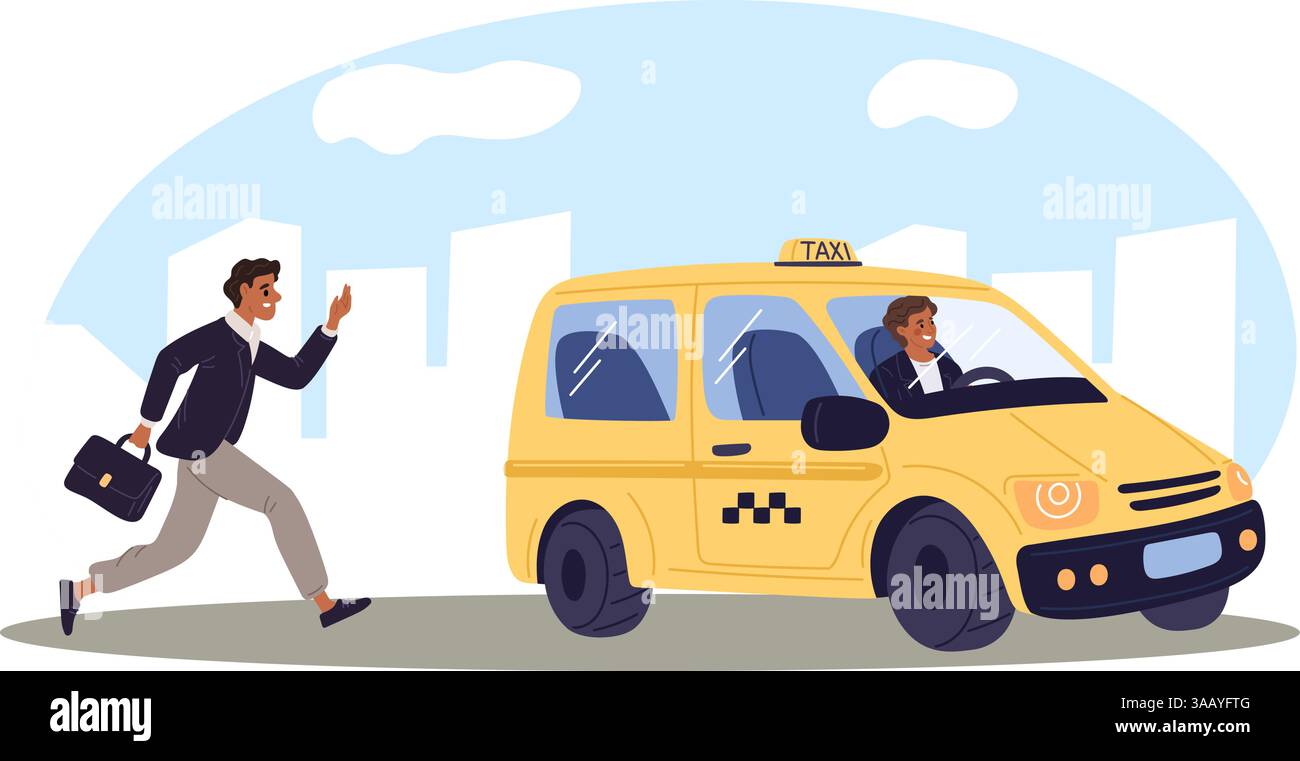 Chasing taxi Stock Vector Images - Alamy