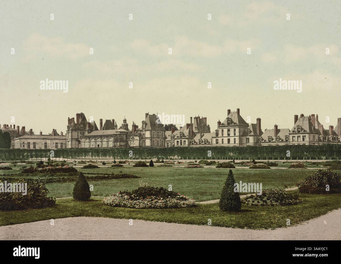 Vintage photochrom print of the Palace of Fontainebleau, France Stock ...