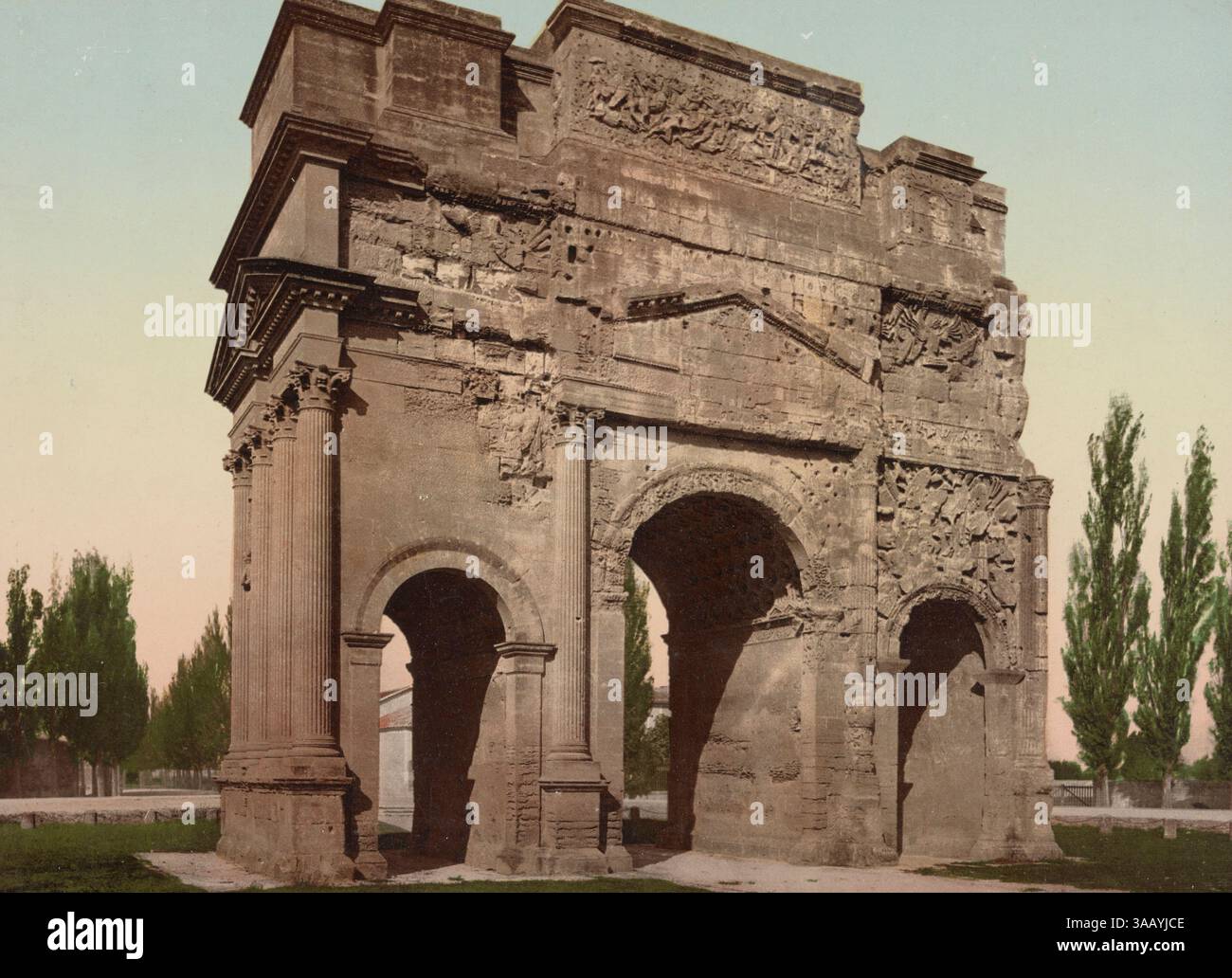 Vintage photochrom print of the Triumphal Arch of Orange in France ...