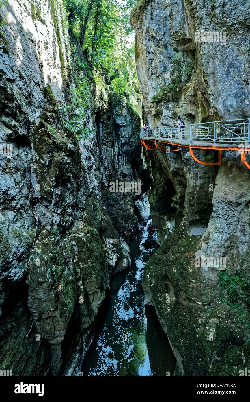 France, Haute Savoie, Lovagny, the Gorges du Fier, a very narrow and ...