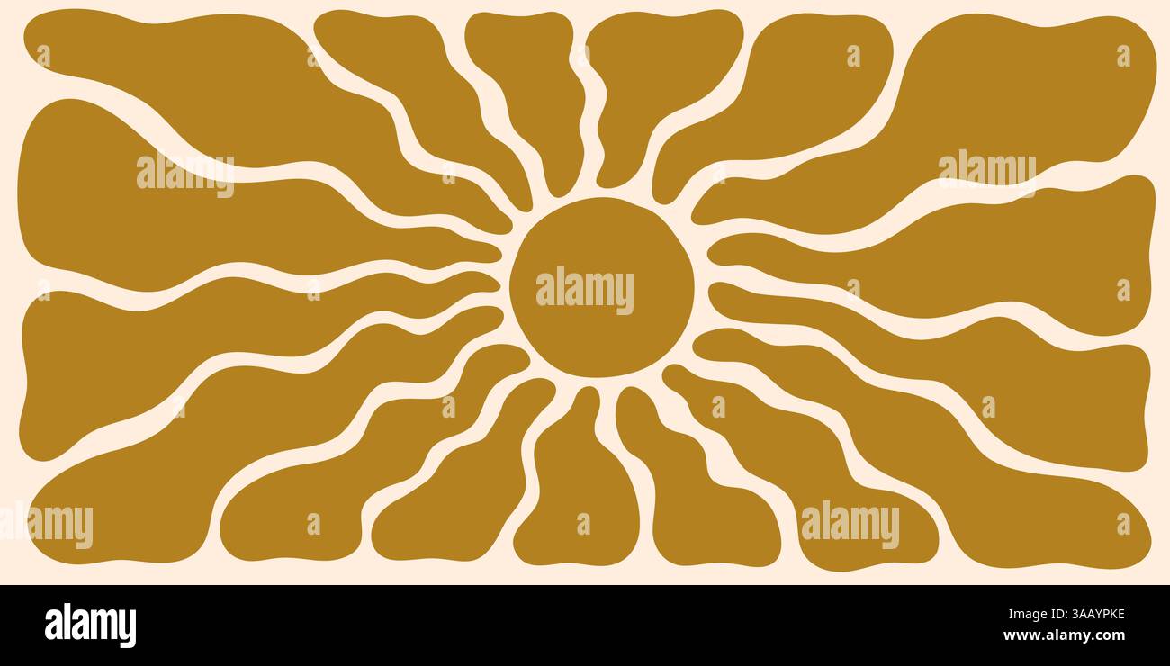 Groovy sun with wavy rays, Abstract retro pattern, Summer sun ...