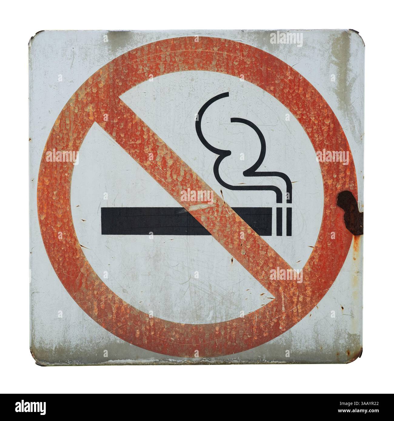 Old no smoking sign on white background with clipping path Stock Photo ...