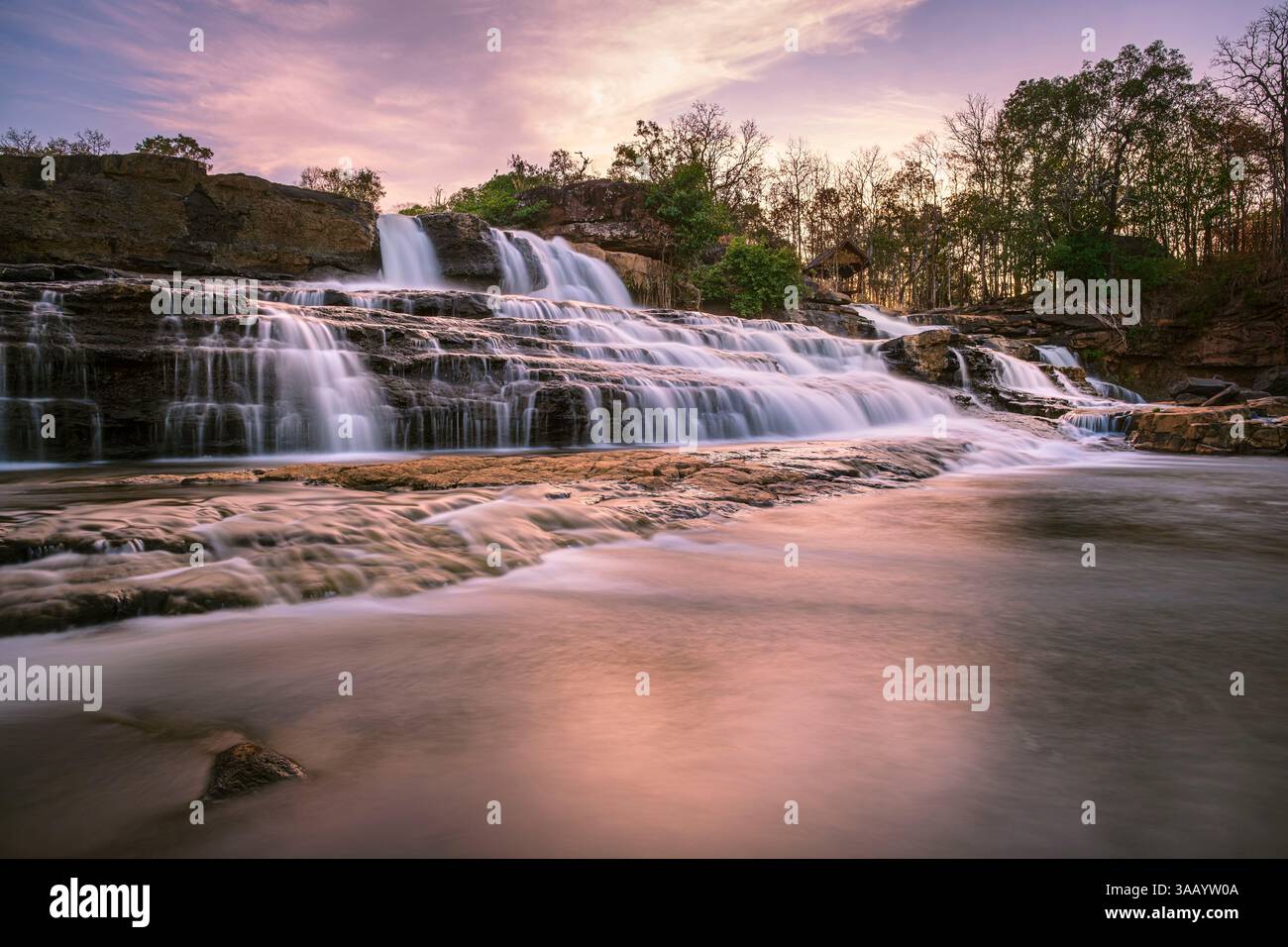 Laos, Salavan province, Bolaven Plateau, Tad Hang waterfall Stock Photo ...