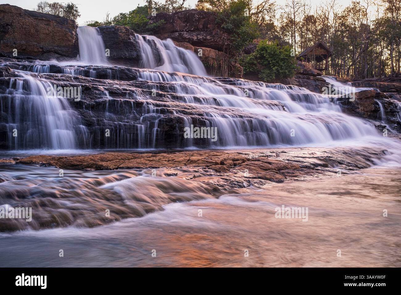 Laos, Salavan province, Bolaven Plateau, Tad Hang waterfall Stock Photo ...
