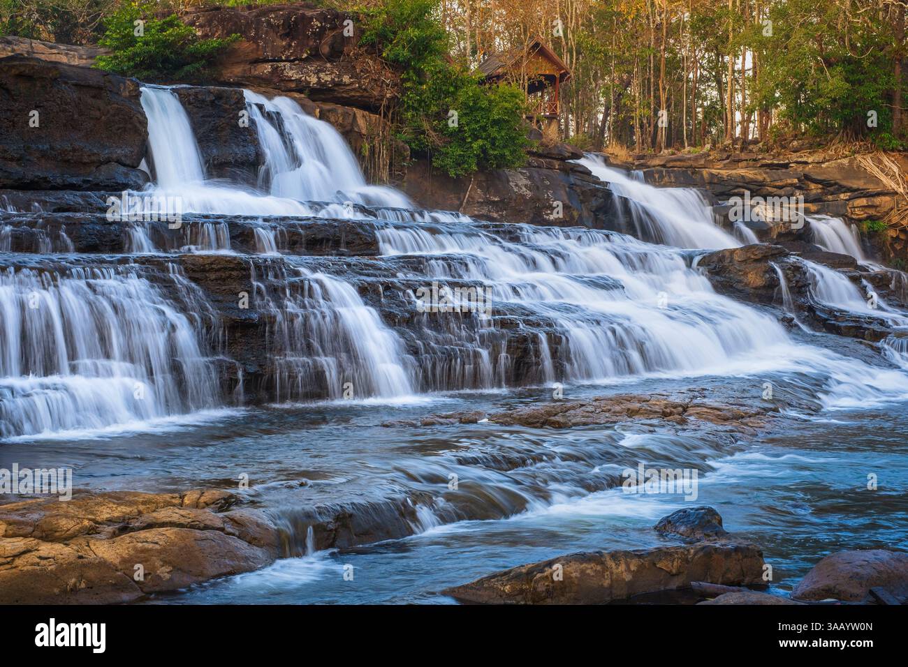 Laos, Salavan province, Bolaven Plateau, Tad Hang waterfall Stock Photo ...