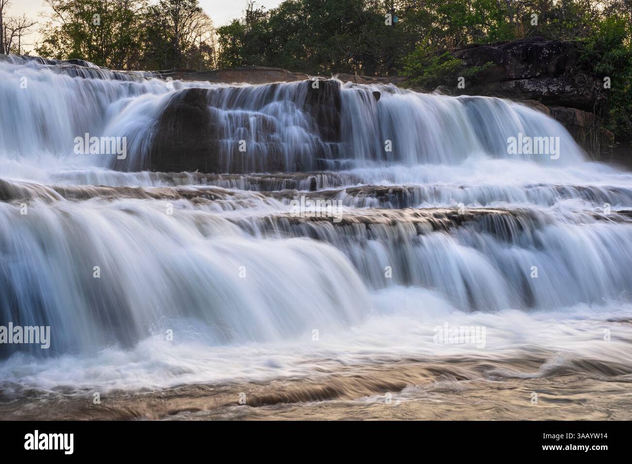 Laos, Salavan province, Bolaven Plateau, Tad Hang waterfall Stock Photo ...