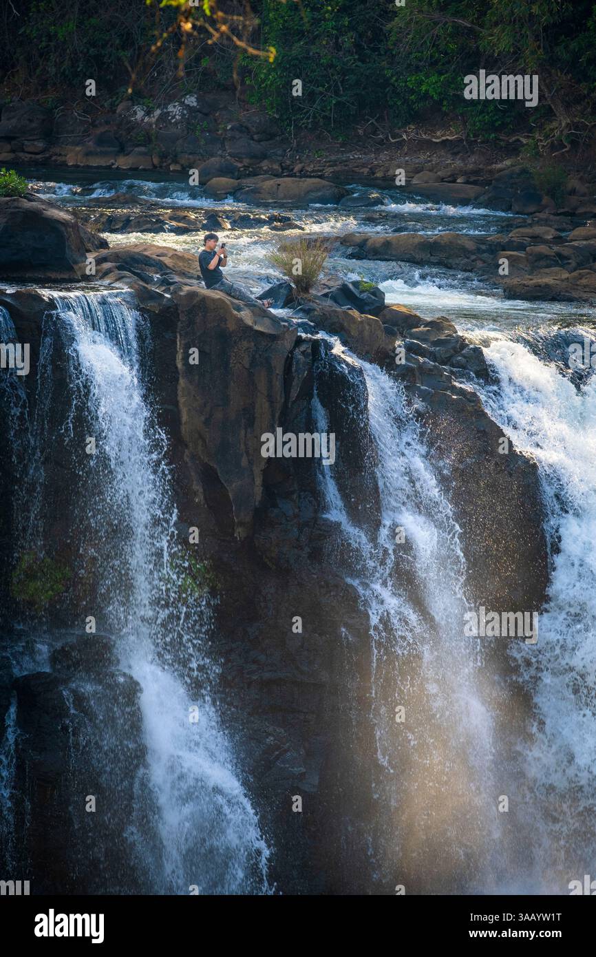 Laos, Salavan province, Bolaven Plateau, Tad Lo waterfall Stock Photo ...