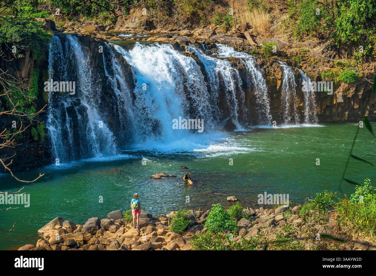 Laos, Salavan province, Bolaven Plateau, Tad Lo waterfall Stock Photo ...