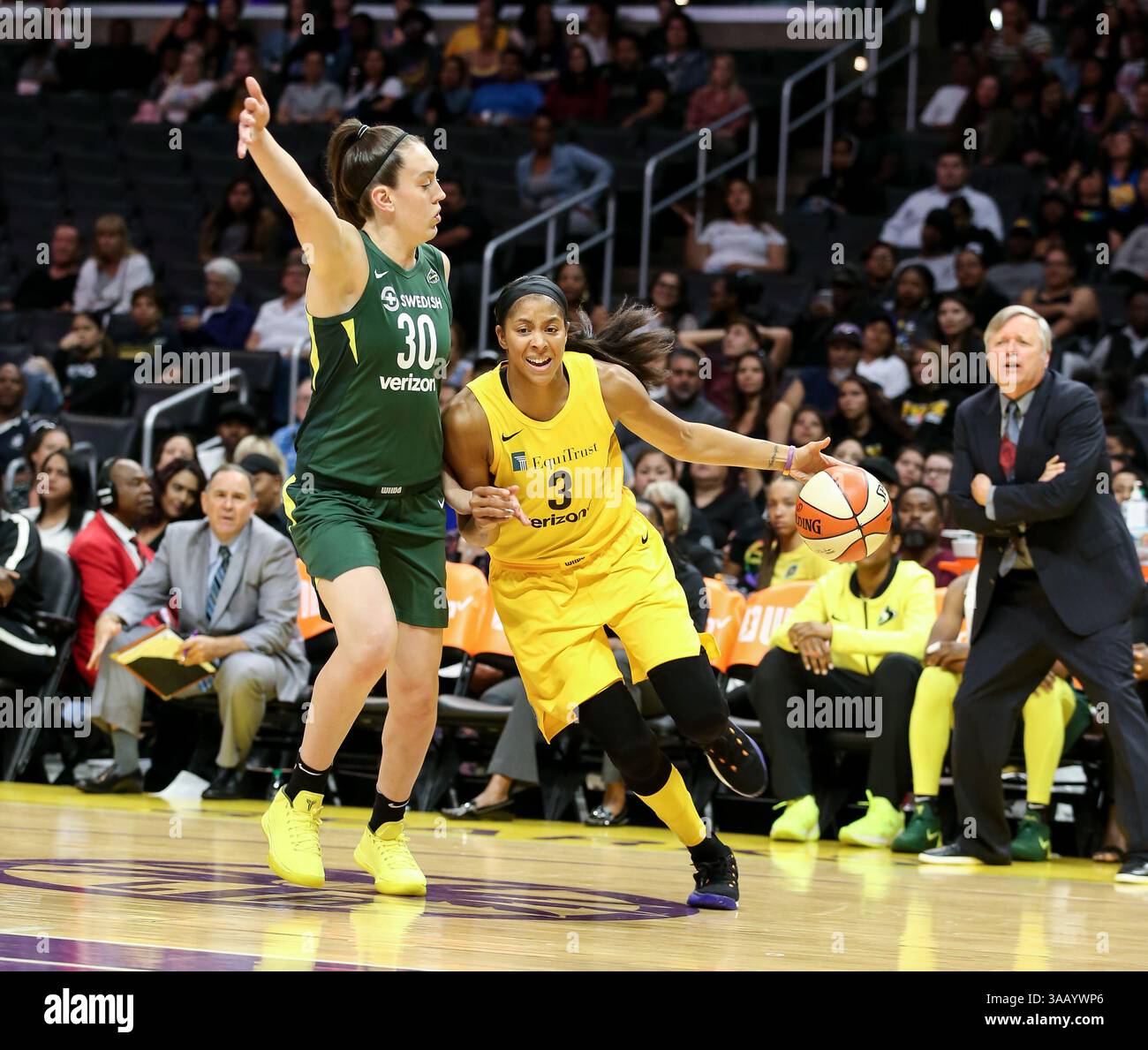 Los Angeles Sparks forward Candace Parker #3 going baseline on Seattle ...